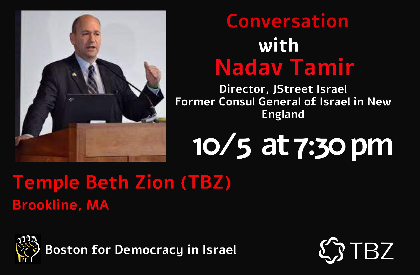 A Conversation with Nadav Tamir (in person) | Temple Beth Zion ...